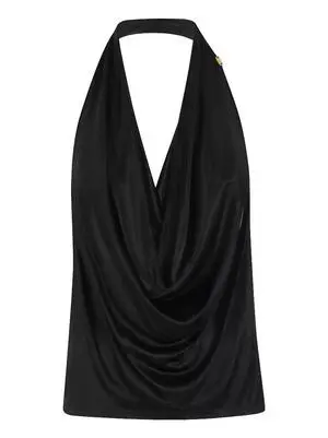 Elisabetta Franchi Draped Halterneck Top - Black