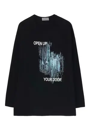Yohji Yamamoto Graphic-print Long-sleeve T-shirt - Black