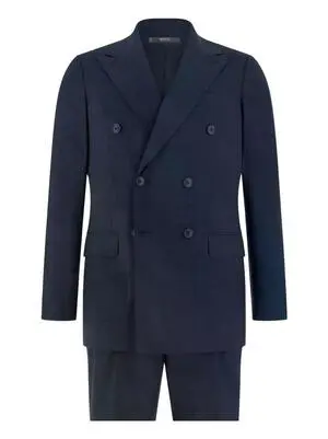 Boggi Milano Prince Wales Check Double-breasted Suit - Blue