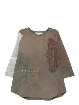 By Walid Patchwork Button T-shirt - Green