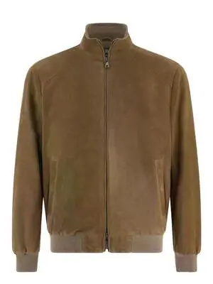 Boggi Milano Suede Bomber Jacket - Brown