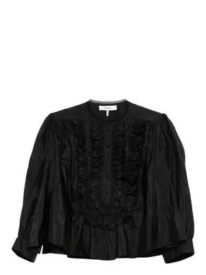Chloé Ruffled Bib Blouse - Black