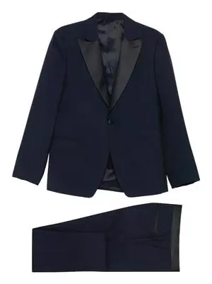 LARDINI Satin-trim Suit - Blue