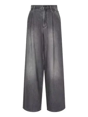 Armani Exchange Pleated Wide Leg Trousers - Grey