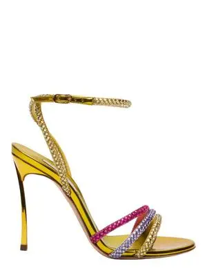 Casadei Blade Andromeda Rhinestone Embellished Sandals - Gold