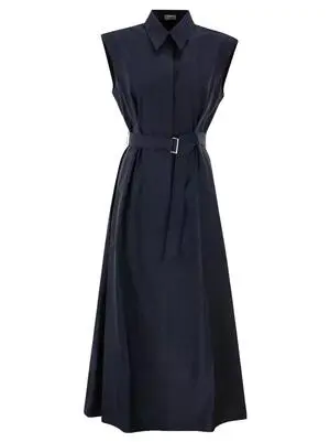 Brunello Cucinelli Sleeveless Belted Maxi Dress - Blue