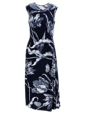 ERDEM Sleeveless Draped Midi Dress