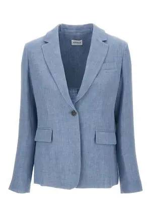 PAROSH Linen Blend Blazer - Sky Blue