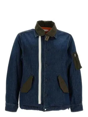 Sacai Denim And Nylon Twill Jacket - Blue