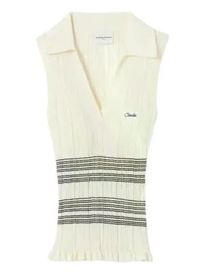Claudie Pierlot Striped V-neck Sleeveless Top - Neutrals