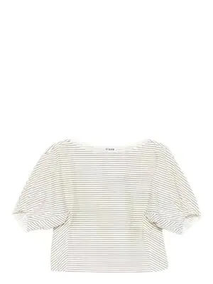 Staud Striped Short-sleeve Top - Neutrals