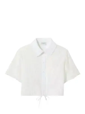 Claudie Pierlot Lace-embellished Drawstring Shirt - White