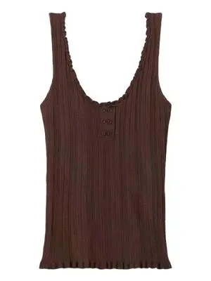 Claudie Pierlot Ruffled Knit Tank Top - Brown
