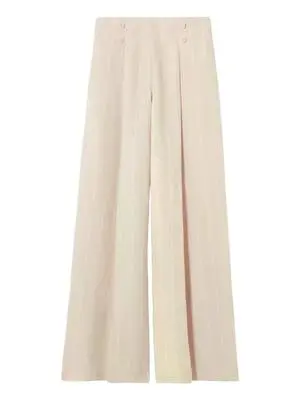Claudie Pierlot Button-detailed Striped Trousers - Neutrals