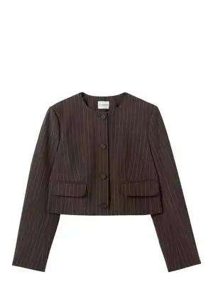 Claudie Pierlot Pinstripe Cropped Jacket - Brown