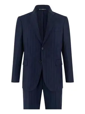 Boggi Milano Pinstriped Flap-pockets Suit - Blue