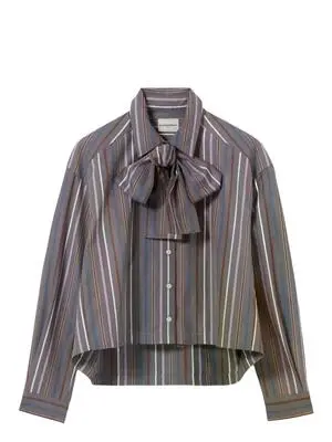 Claudie Pierlot Striped Bow-tie Shirt - Brown