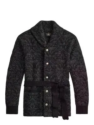 Ralph Lauren Paisley Belted Cardigan - Black