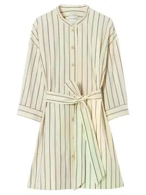 Claudie Pierlot Striped Belted Mini Dress - Neutrals