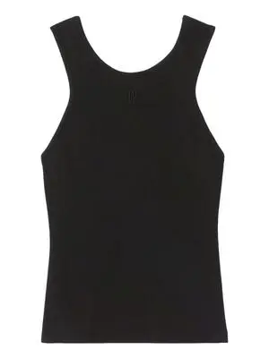 Claudie Pierlot Embroidered-logo Ribbed Tank Top - Black