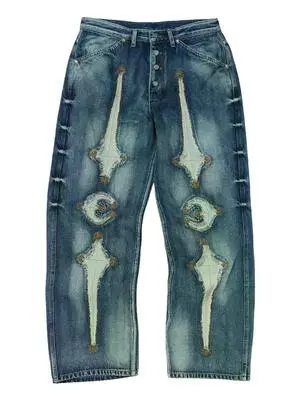 THUG CLUB Wide-leg Jeans - Blue