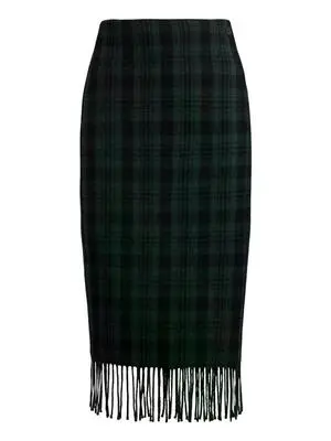 POLO RALPH LAUREN Check Midi Skirt With Fringe