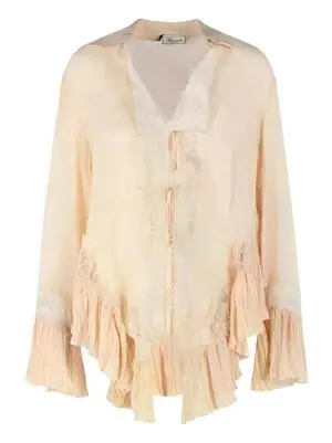 Blumarine Lace Ruffled Shirt - Neutrals