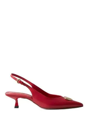 Claudie Pierlot 30mm Heart-plaque Slingback Pumps - Red