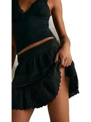 Free People Intimately Play Nice Mini Slip Skirt Black