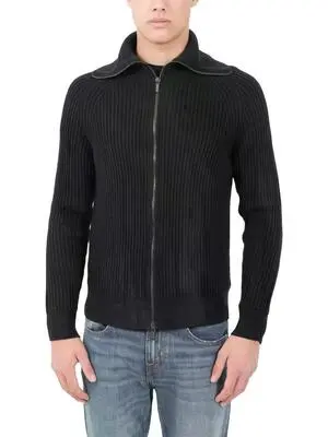 ZANONE Funnel-neck Zip-up Cardigan - Black