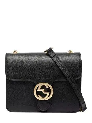 Gucci 2000-2015 Small Calfskin Interlocking G Crossbody Bag - Black