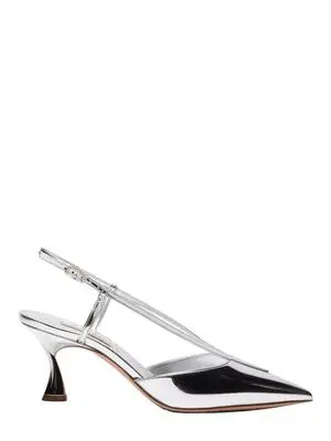 Casadei Mirrored Finish Buckled Slingback Pumps - Silver