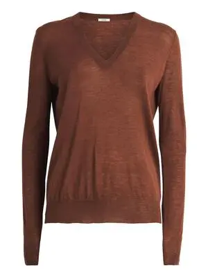 JOSEPH Cashmere V-neck Sweater - Brown