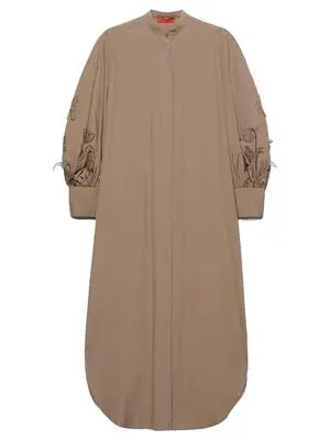 Max & Co. Cotton Appliqué Midi Shirt Dress - Brown
