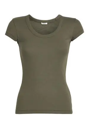 JOSEPH Stretch-cotton Ribbed Top - Green