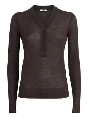 JOSEPH Cashair Gillies Henley Sweater - Brown