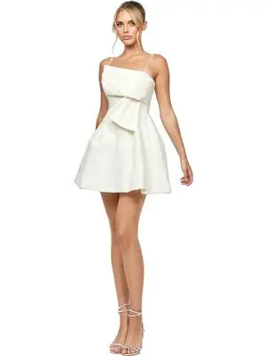 BARIANO Kaelynn Bow Mini Dress - Ivory