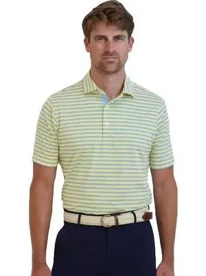 FAIRWAY & GREENE Harbour Stripe Golf Polo - Sea Hay
