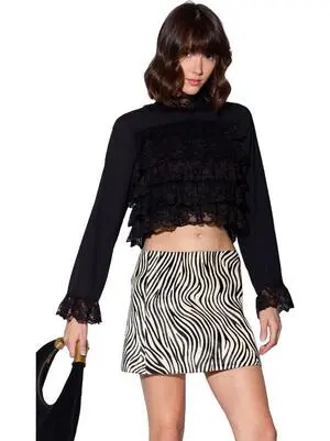 Walter Baker Lana Printed Leather Mini Skirt - Zebra Calf Hair