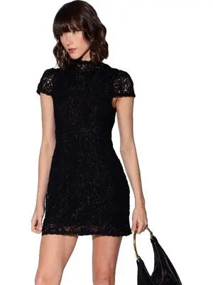 Walter Baker Ariana Mini Lace Dress - Black Lace