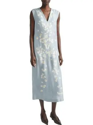 Altuzarra Cherie Petal Print Silk Midi Dress - 415067 Storm Petals