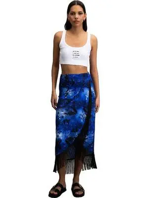 JE TE VEUX Galaxy Printed Wrap Pareo - Navy