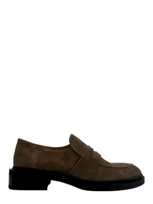 AMIE RAFA Drew Suede Loafers - Khaki