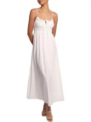 PETAL & PUP Ceres Front Tie Maxi Dress - White