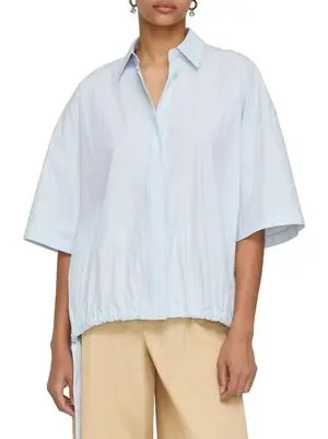 Lafayette 148 New York Travel Cotton Blend Button-up Shirt - Glacier Blue