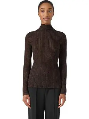 SOAKED IN LUXURY Sllaisa Metallic Turtleneck Pullover - Copper