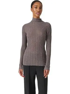 SOAKED IN LUXURY SLLaisa Metallic Turtleneck Pullover Gun Metal