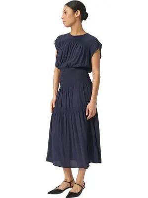 SOAKED IN LUXURY Sllayna Short Sleeve Maxi Dress - Night Sky
