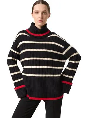 SOAKED IN LUXURY Slmusling Rollneck Rib Knit Pullover - Black
