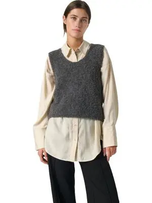 SOAKED IN LUXURY Slvenessa V-neck Knit Waistcoat - Grey Melange